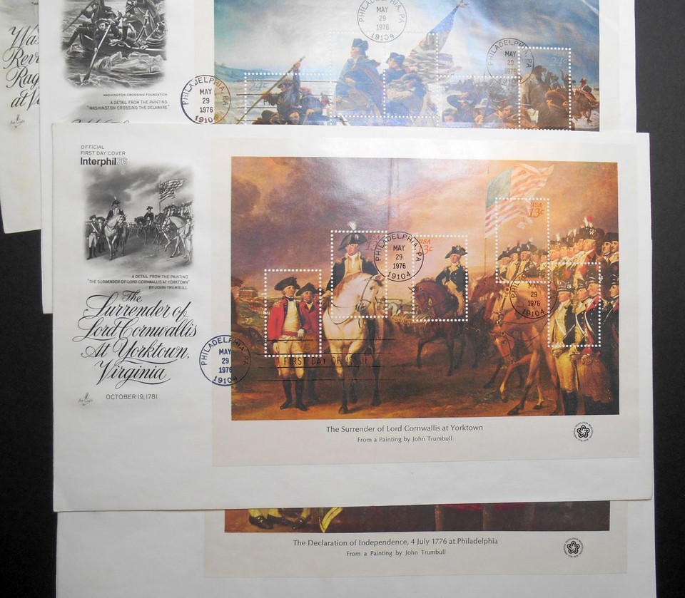 1976 American Revolution Sc 1686-1689 set of 4 FDCs souvenir sheets ...