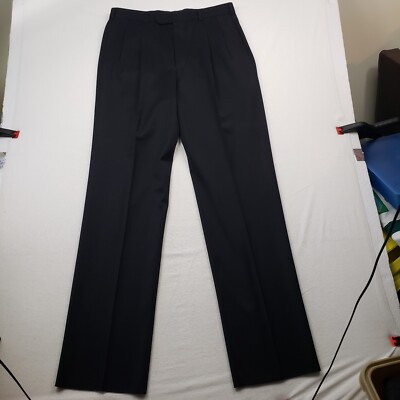 Brooks Brothers Pants Men 35x36 unhem plead wool Black Dress work NEW ...