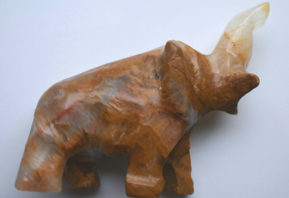 Elephant Hand Carved Brown Amber Honey Jade with Red Semi-Translucent ...