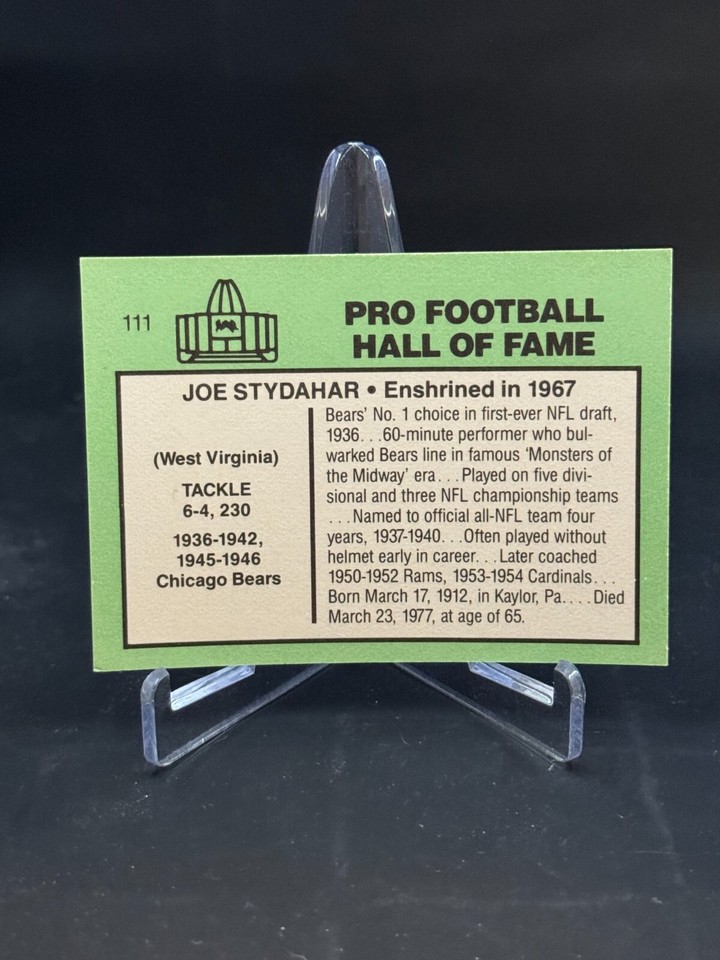 1985-88 Football Immortals Joe Stydahar Card #111 | eBay