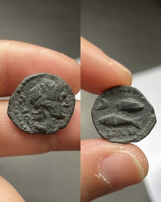 Ancient Roman Bronze Coin (w Fish) Marcus Aurelius, 161-9 AD. Nicomedia ...