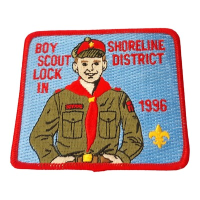 1996 Boy Scout Lock In Shoreline District 3.75" x 3.25" Patch Michigan ...