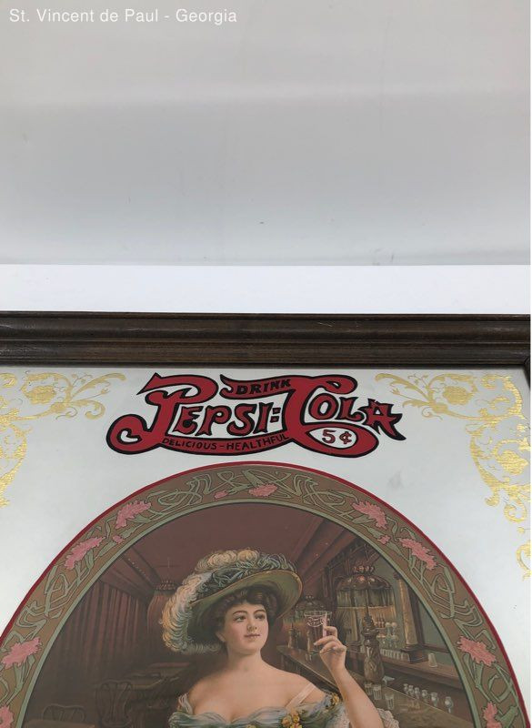 Vintage Pepsi Cola Framed Bar Mirror Sign Man Cave Soda Advertising ...