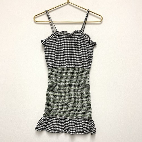Urban Outfitters Gingham Smocked Mini Dress Size Small Black White ...