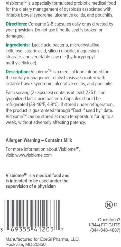 Visbiome High Potency Probiotic 112.5 Billion 60 Caps | eBay