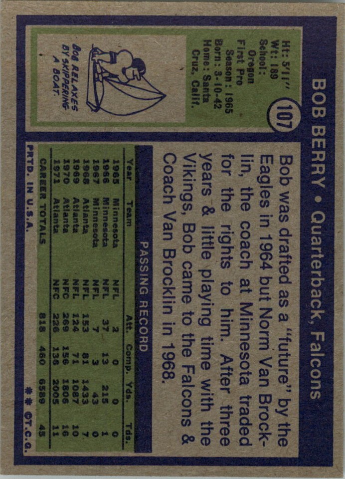 1972 Topps #107 Bob Berry - VG | eBay