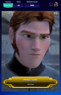 Topps Disney Collect Digital 2023 Tier 9 PRINCE HANS Limited Gold ...