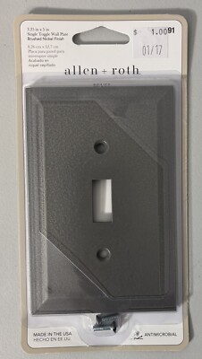 ALLEN ROTH BEVEL Single Switch Toggle Wallplate Cover Brushed Nickel ...