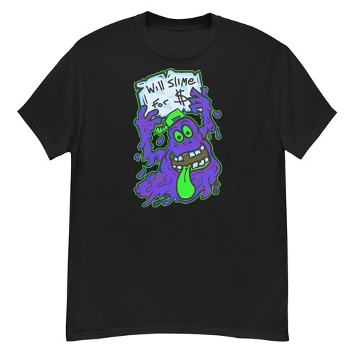 💜 “Will Slime for $” Black Tee Shirt – S–5XL – Slimer - Monster ...