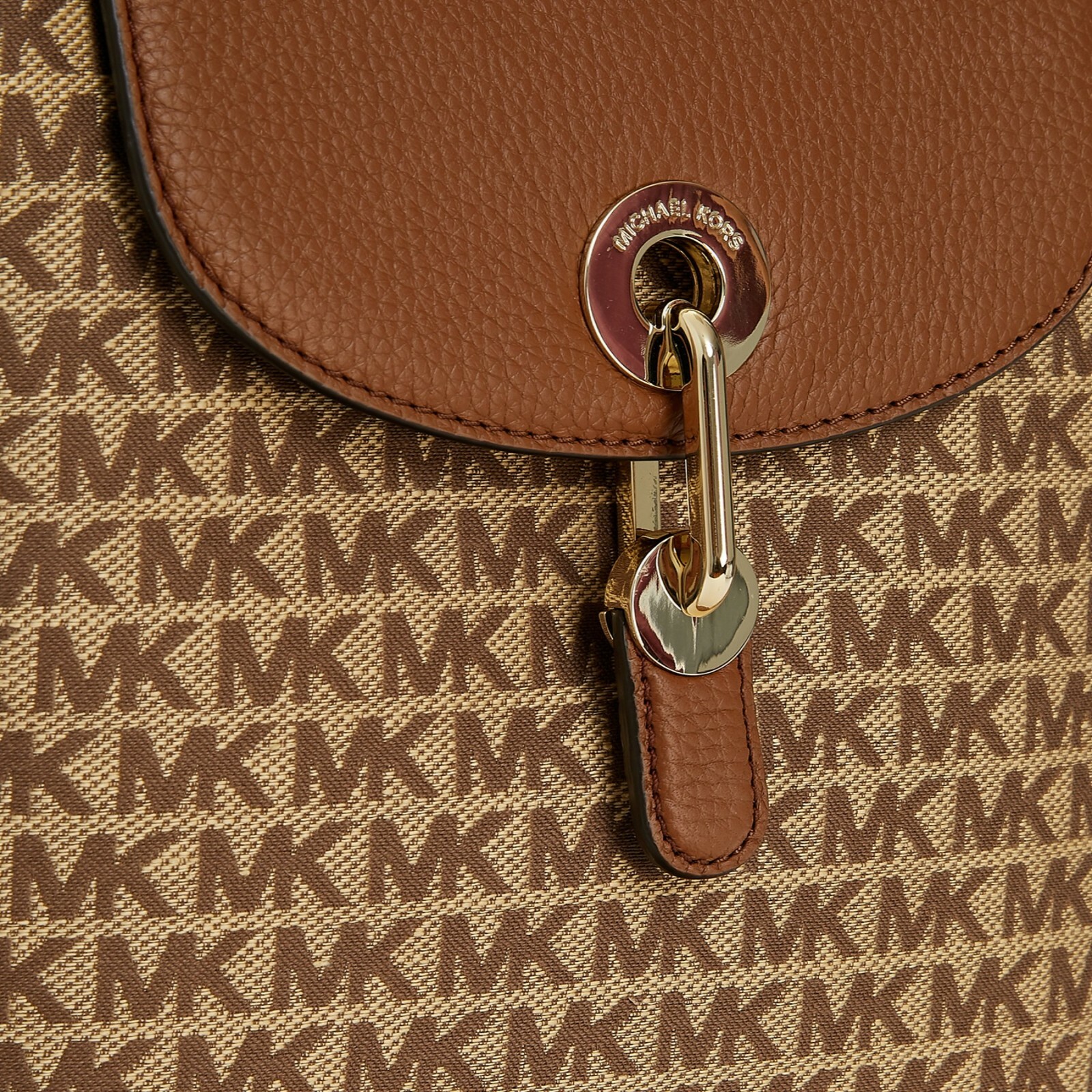 Michael Kors Raven Medium Brown/Ebony Signature and Leather Backpack ...