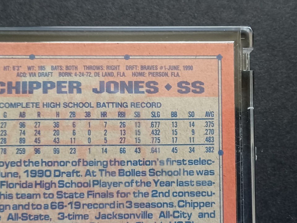 1991 Topps CHIPPER JONES Rookie Card #1 Draft Pick! Excellent condition ...