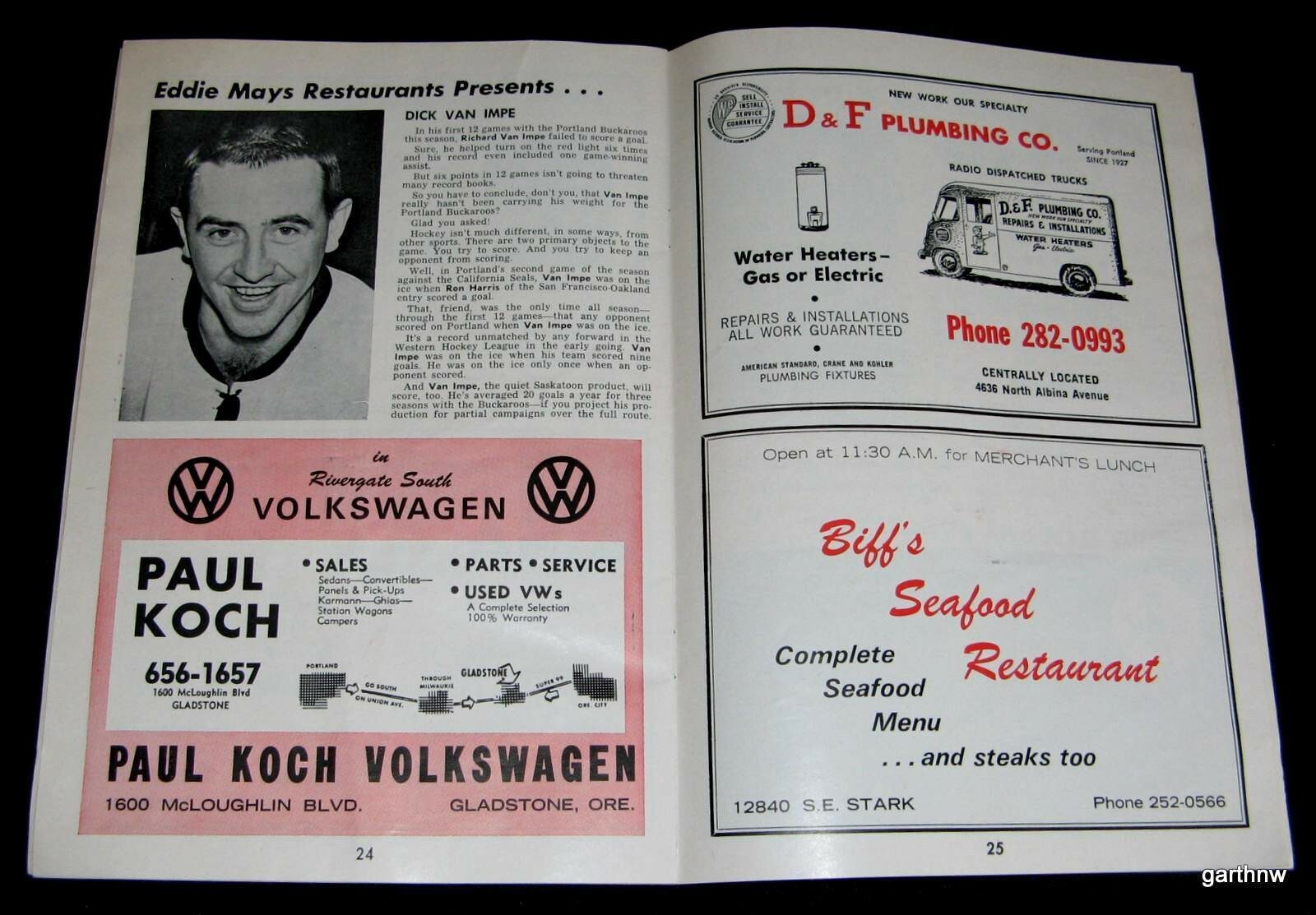 PORTLAND BUCKAROOS 1966-1967 HOCKEY PROGRAM * WHL v SAN DIEGO GULLS ...