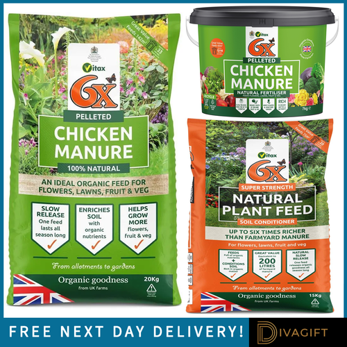 CHICKEN MANURE PELLETS 6X STRENGTH PELLETED 7KG 20KG ORGANIC NATURAL ...