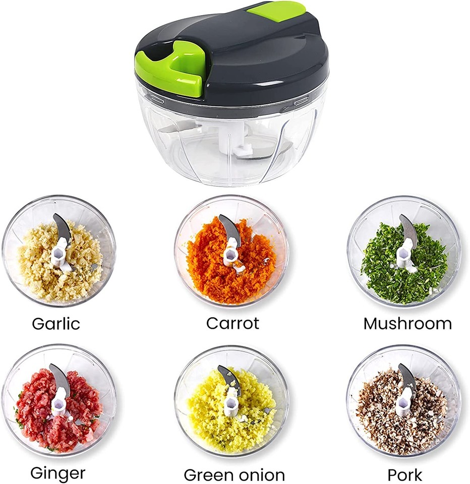 SAJFS® Manual Food Chopper Mixer with SS BLADES, 520ML, 5 Second ...