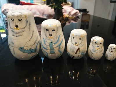 Rare Babushka Russian nesting dolls 5 Snow Wolf | eBay