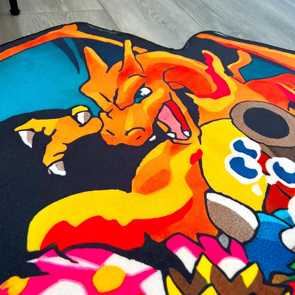 Anime Rug Pokemon Blastoise, Charizard and Bulbasaur Soft Polyester ...