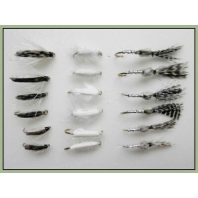 Nymph Trout Flies, 18 pack Caenis, Corixa & White Chomper. Size 10/12 ...