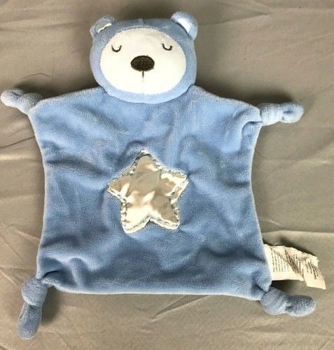 Stepping Stones Blue BEAR Security Blanket Satin Star Knotted Corners ...