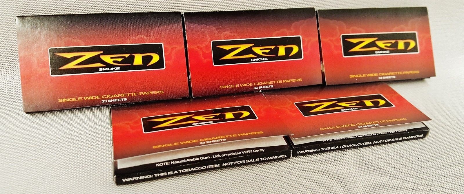 5 Packs Zen Single Wide Natural Gum Rolling Papers 33 Per Pk Free Ship ...