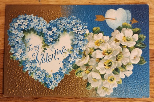 To My Valentine Vintage Embossed Postcard PC Cir 1913 Violet Heart ...