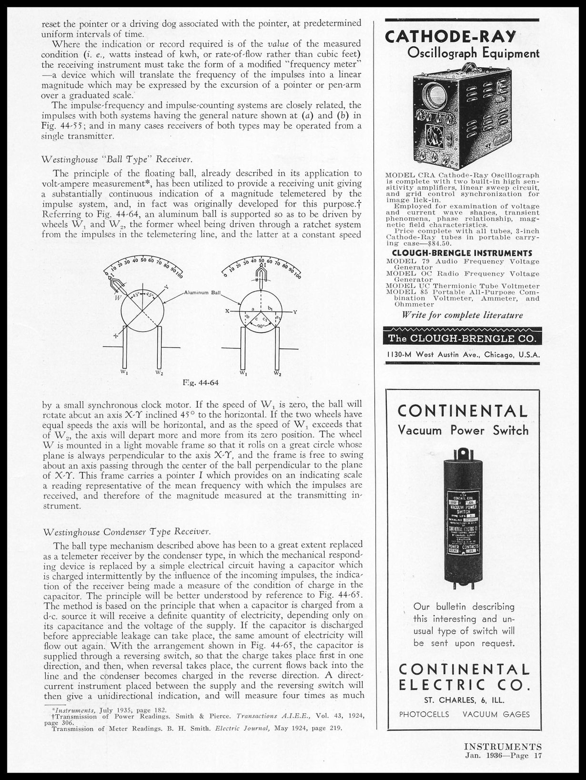 1936 Continental Electric Co. St. Charles Illinois Vacuum Power Switch ...