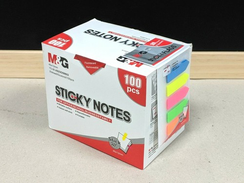 100 x M&G Sticky Flags Note Pad 5 Colours 45x12mm Pack of 100 Sheets YS ...