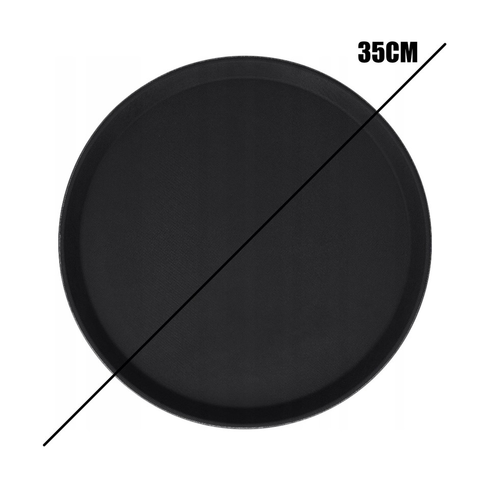 x2 Anti-Slip Round Rubber Serving Tray Food, Drinks, Home Kitchen Bar ...