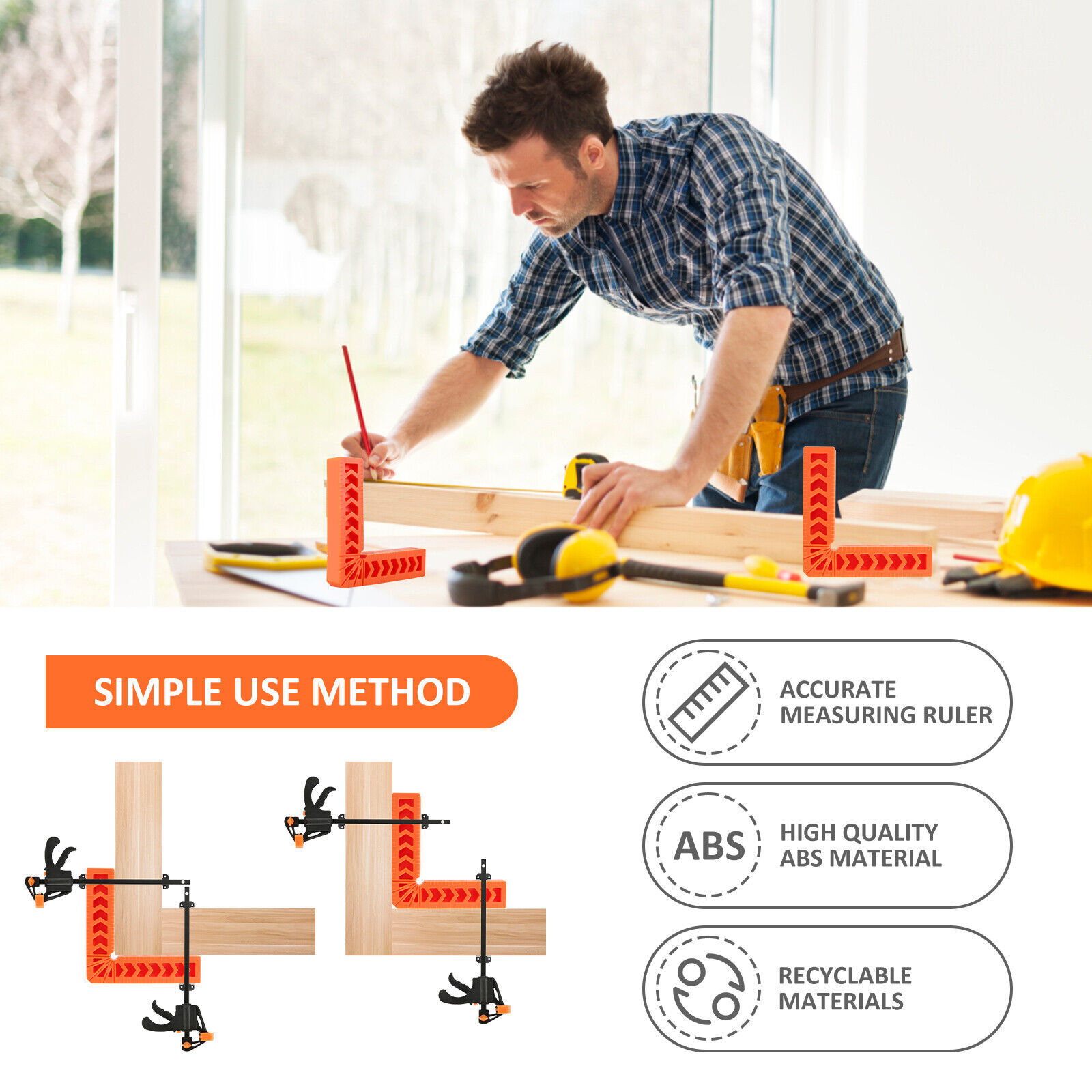 90 Degree Corner Clamping Square Right Angle Clamps Ruler Carpenter ...