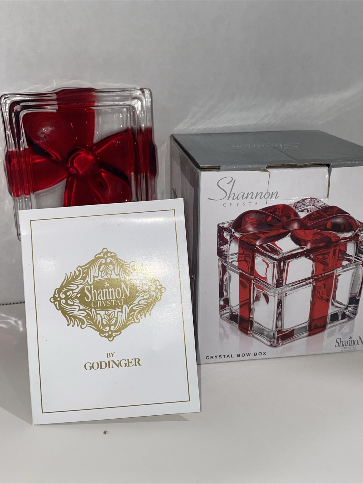 SHANNON BY GODINGER VALENTINE HOLIDAY GIFT BOX CLEAR w CRYSTAL RED BOW ...
