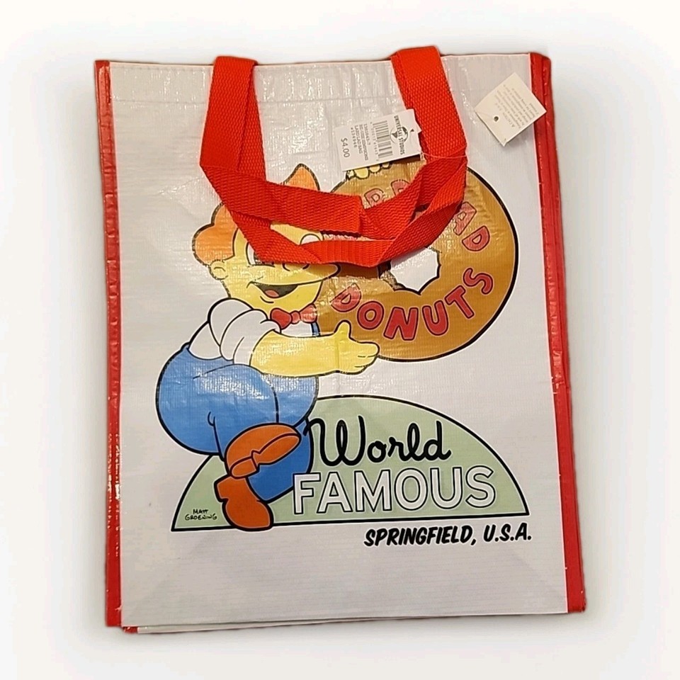Simpsons Tote Bag Springfield Lardlad Donuts Reusable 15"x12" Universal ...