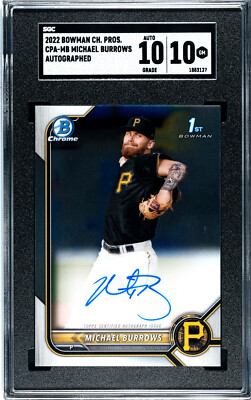 MICHAEL BURROWS 2022 Bowman Chrome CPA-MB Auto 10 SGC 10 PIRATES | eBay