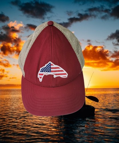 Simms Fishing American Flag Fish Blue Mesh Snapback Hat | eBay