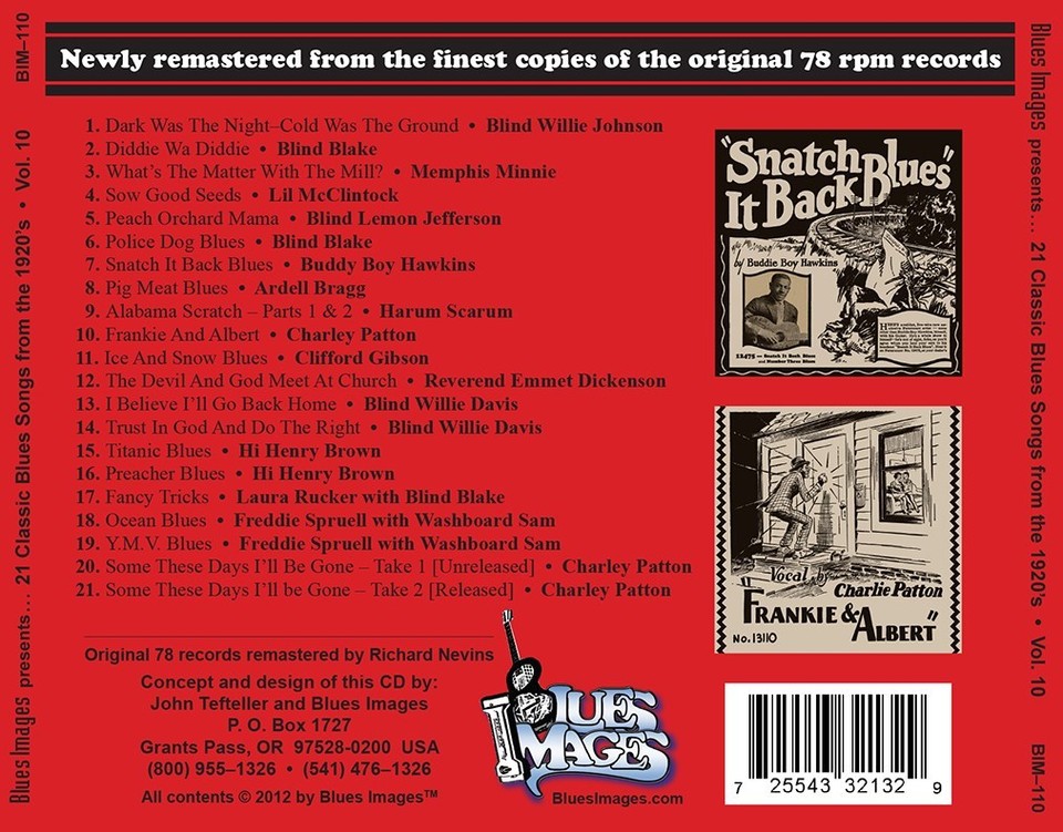 John Tefteller's Blues Images Classic Blues Songs from the 1920's CD ...