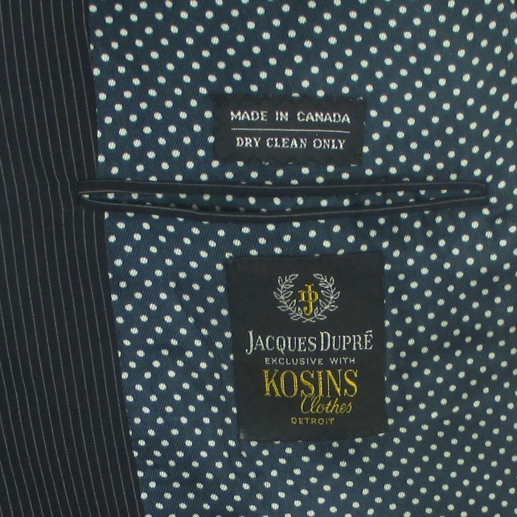 44 L Jacques Dupre Navy Blue Stripe Wool 1Btn Mens Jacket Sport Coat ...