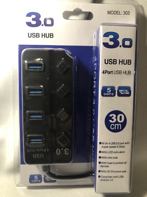 3.0 USB HUB 4 Port 5 Gbps LED Indication fuse protected | eBay