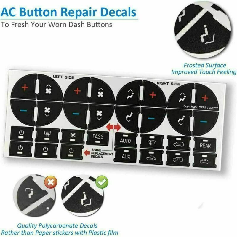 2X AC Dash Button Repair Kit Decal Stickers Replacement For Chevrolet ...