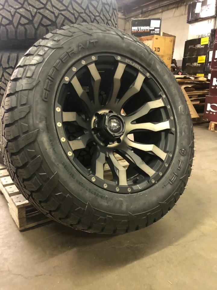 20x10 Fuel D674 Blitz Black DDT Wheels Rims 33" AT Tires 5x5 Jeep ...