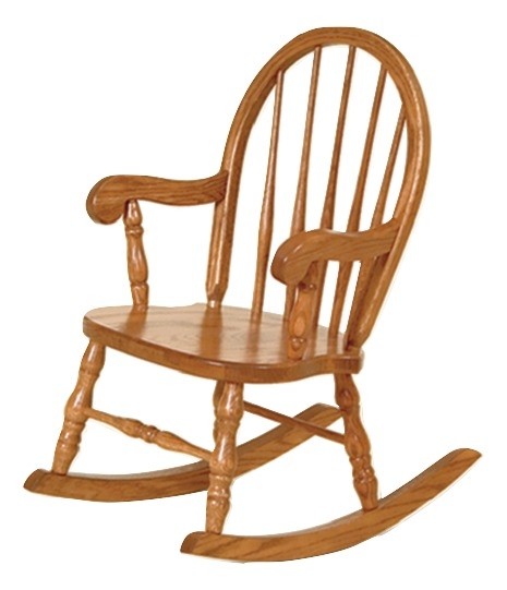 Classic Childrens Oak Rocker USA HANDMADE Bow Back Child Wooden Rocking ...