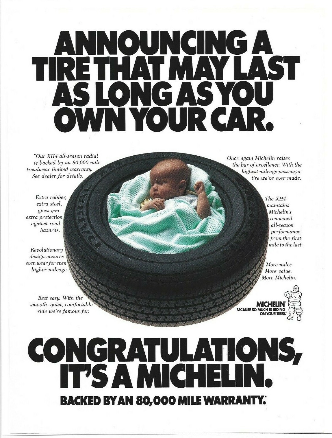 Michelin Tire Baby Print Ad, Congratulations! Tire Print Ad, Tire Baby ...