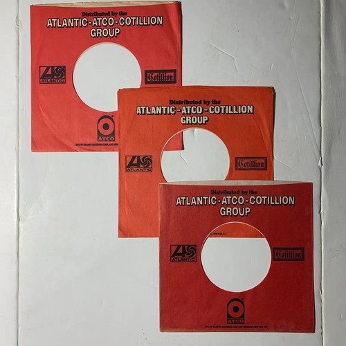 Lot of 3 Atlantic ATCO Cotillion Group (RED) 7" 45 RPM Company Sleeves ...