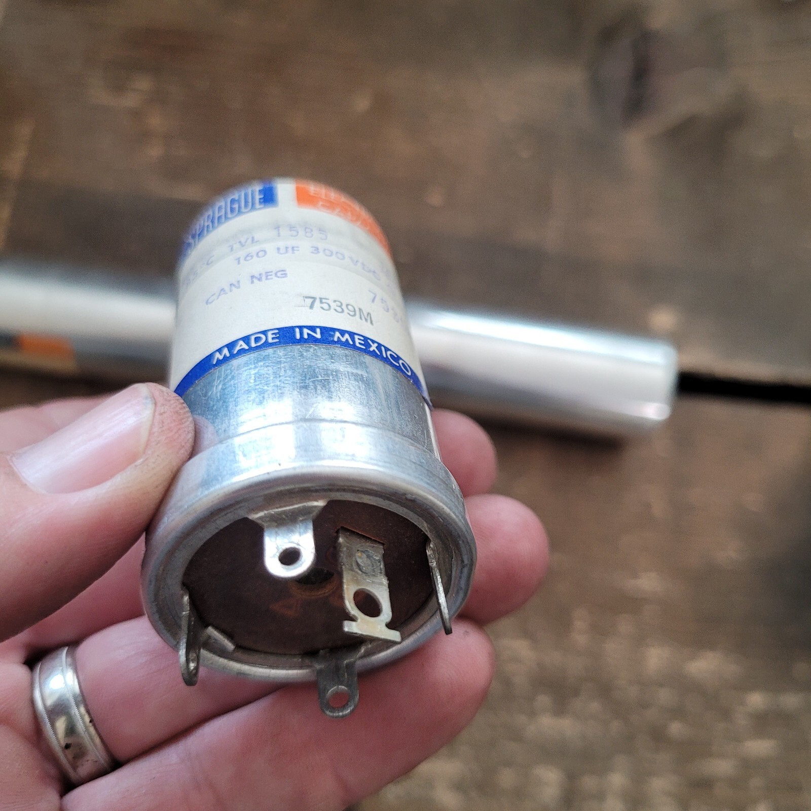 3 Vintage Sprague electrolyic metal can capacitors LOOK AT PICS FOR ...