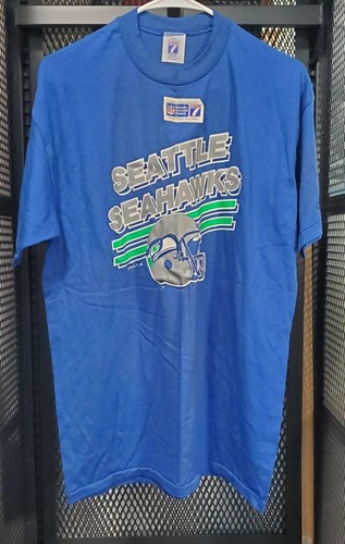 Vintage Retro Seattle Seahawks Logo 7 Blue T-Shirt XL New Largent Krieg ...