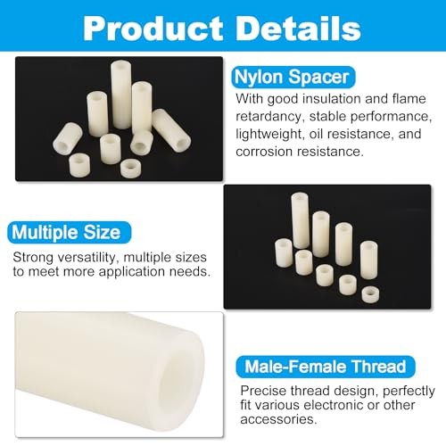Nylon Spacer Set, 100Pcs Non-Threaded ABS Round Spacer Standoff ...