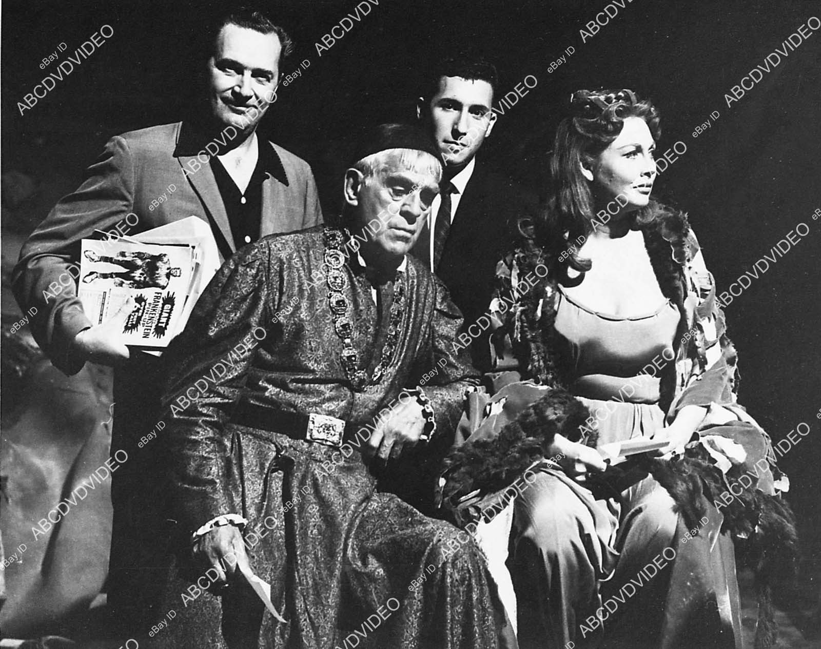 1645a-020 candid Boris Karloff Hazel Court Forrest J Ackerman James ...