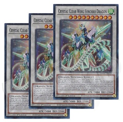 Yugioh Crystal Clear Wing Synchro Dragon x 3 1st Edition Super Rare NM ...