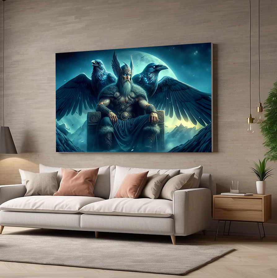 Odin Wikinger Raben Walhalla Wandbild Leinwand Poster Nordische Dekoration | eBay.de