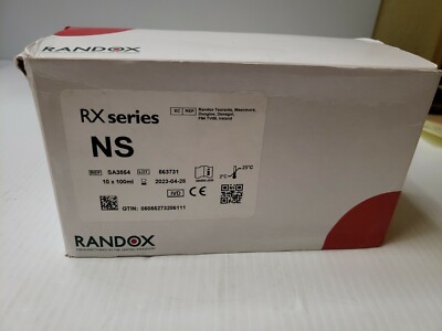 A box of 10 x 100ml RANDOX Saline Normal RX Series (RX daytona/RX Imola ...