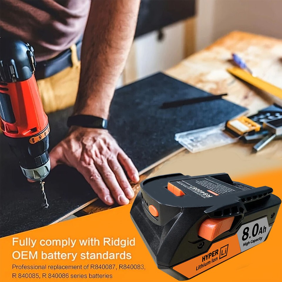 1~6PACK For Ridgid R840087 8.0Ah Lithium Battery 18V 18Volt R840085 ...