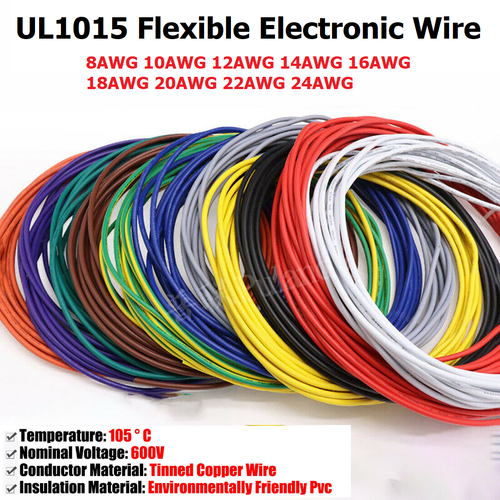 8 AWG~ 24 AWG Flexible Electronic Wire UL1015 Stranded Cable Tinned ...