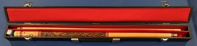 Vintage 2-piece Craved Wood Pool Stick Wilson 57" with Carry Case | eBay